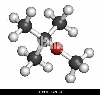 Methyl tert-butyl ether (MTBE, tBME) gasoline additive molecule ...