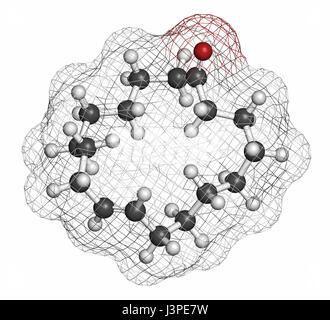 Civetone civet cat pheromone molecule. Used in perfume. Skeletal ...