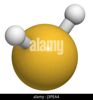 Hydrogen sulfide (H2S) molecule. Toxic gas with characteristic odour of ...