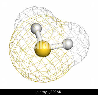 Hydrogen sulfide (H2S) molecule. Toxic gas with characteristic odour of ...