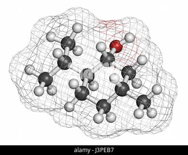 Menthol molecule. Present in peppermint, corn mints, etc. Skeletal ...