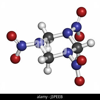 RDX (cyclonite, hexogen) explosive molecule, chemical structure Stock ...