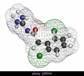 Guanfacine ADHD drug molecule. Atoms are represented as spheres with ...