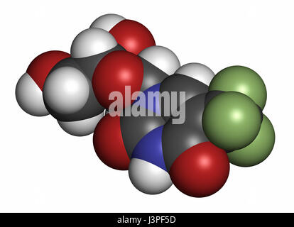 Trifluridine (trifluorothymidine, TFT) antiviral drug molecule ...