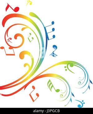 Musical notes staff background with loudspeaker. Vector illustration ...