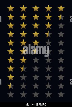 Row of five stars rate. 5 star rating vector icons isolated on white ...
