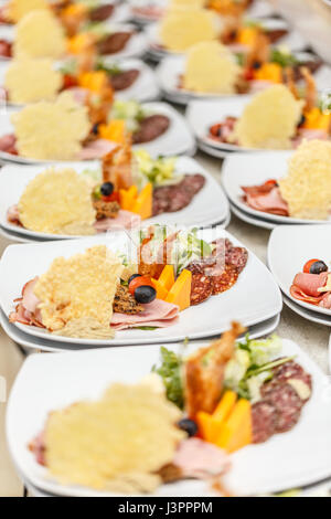 Appetizer plates in restaurant kitchen waiting for served Stock Photo ...