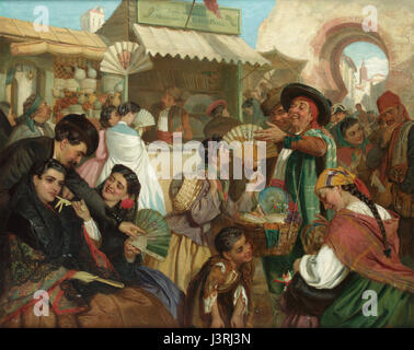 'The Fan Seller' by John Bagnold Burgess depicts a street vendor ...
