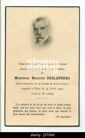 Image mortuaire Maurice DESLANDRES (recto Stock Photo - Alamy