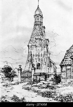 This 1817 painting by George Ernest Papendiek depicts a church in Lehe ...