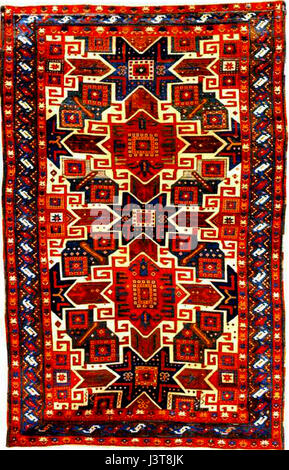 This 19th-century Kazak rug from the Caucasus measures 217 x 134 cm and ...