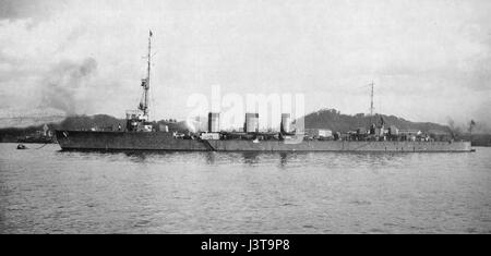 The Japanese cruiser Tenryu, an early 20th-century warship, seen in the ...