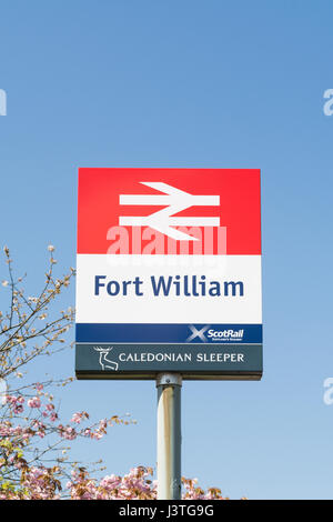 Fort William train station sign, Fort William, Highlands, Scotland ...