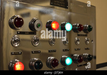 Vintage control panel of electric gauges Stock Photo - Alamy