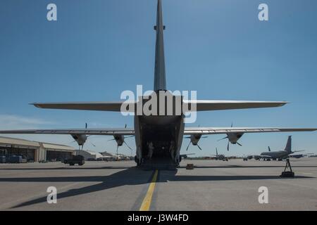 A C-130J Super Hercules offloads equipment at Diyarbakir Air Base ...