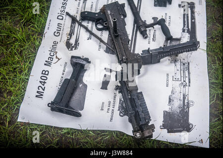 (FORT BENNING, Ga.) – An M240B Machine Gun lays disassembled in the ...