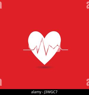 Red heartbeat diagram. Electrocardiogram chart. Heart cardiac rhythm ...