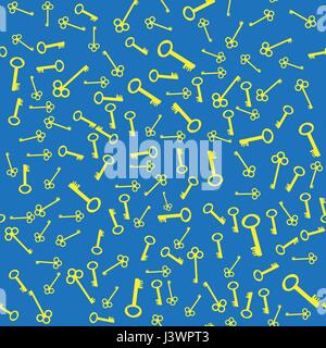 Seamless pattern with yellow golden keys. Cartoon style. Vector ...