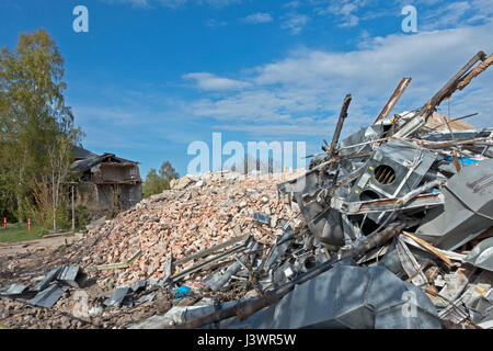 Broken old brick building at the Danish coast, ocean background Stock ...