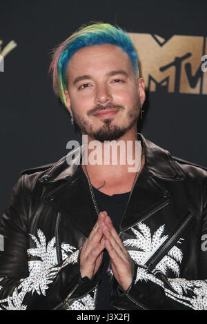 J Balvin in the press room at the 2017 MTV Movie and TV Awards held at ...