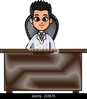 drawing doctor working desk physician image Stock Vector Image & Art ...