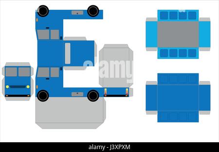Simple Dump Truck paper model trailer and Dump Container on white ...