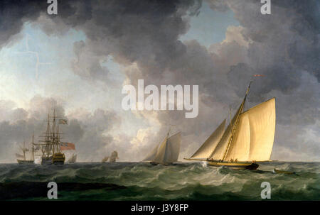 Cutter Close Hauled in a Fresh Breeze, with Other Shipping circa 1750 ...
