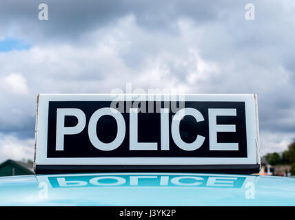 Vintage Police Sign On Patrol Vehicle Stock Photo - Alamy