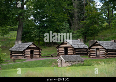 Replica cabins like ones Revolutionary War soldiers used during the ...