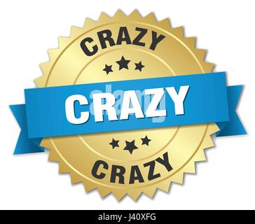 crazy round blue and gold label isolated on transparent background ...