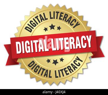 digital literacy round ribbon isolated label. digital literacy sign ...