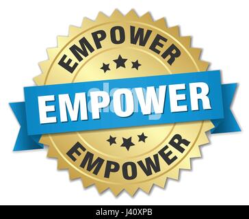 empower round blue and gold label isolated on transparent background ...