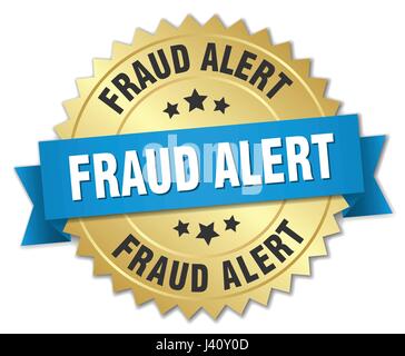 fraud alert round blue and gold label isolated on transparent ...