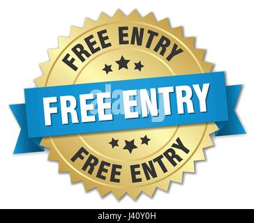 free entry ribbon. free entry round blue sign. free entry Stock Vector ...