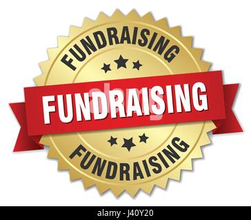 fundraising round red and gold label isolated on transparent background ...