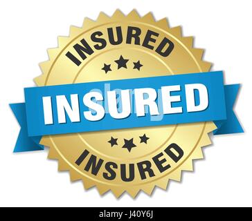insured round blue and gold label isolated on transparent background. insured Stock Vector Image ...
