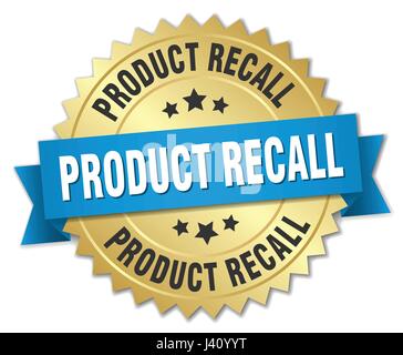 product recall round blue and gold label isolated on transparent ...