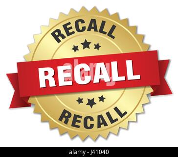 recall round red and gold label isolated on transparent background ...