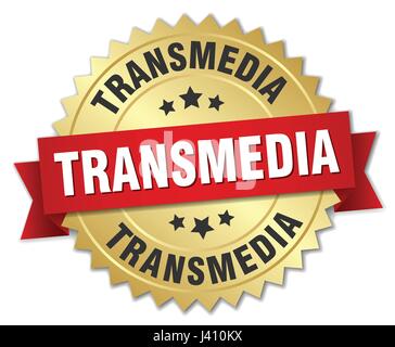 transmedia label. transmedia isolated seal. Retro sticker sign Stock ...