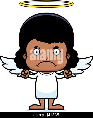 A cartoon illustration of a angel girl with an angry expression Stock ...