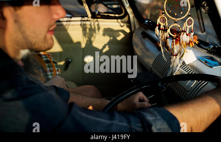 Man Driving a Car with Windows Down Stock Photo - Alamy