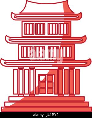 Colorful japanese building. Traditional asian architecture icon Stock ...