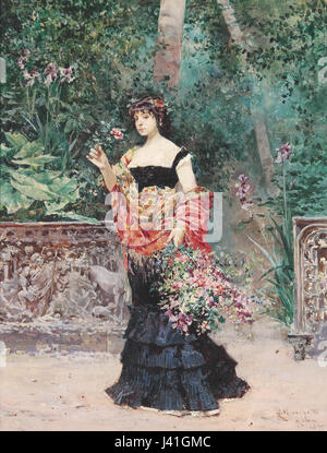 *Elegante Dame im Park* (1899) by Ludovico Marchetti portrays a woman ...