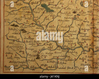 Map of the central Rhine southwest 1600 Stock Photo - Alamy