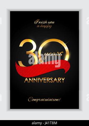 Template 30 Years Anniversary Congratulations, Greeting Card with Cake ...