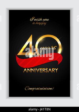 Template 40 Years Anniversary Congratulations, Greeting Card with Cake ...
