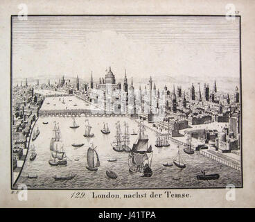 19th century engraving of London Bridge about 1615 Stock Photo - Alamy