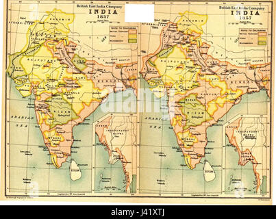The 1837 map of the British East India Company (BEIC) highlights ...