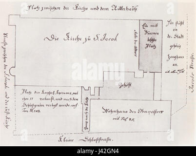 Map of St Jacobs church surroundings in 1798 Stock Photo - Alamy
