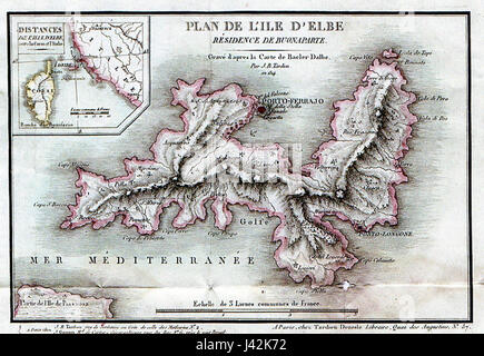 Mappa isola d'Elba (1870 Stock Photo - Alamy